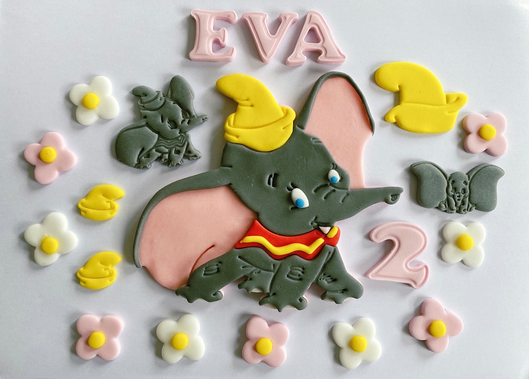 Edible Fondant Dumbo Cake Topper Fondant Sugar Paste - Etsy