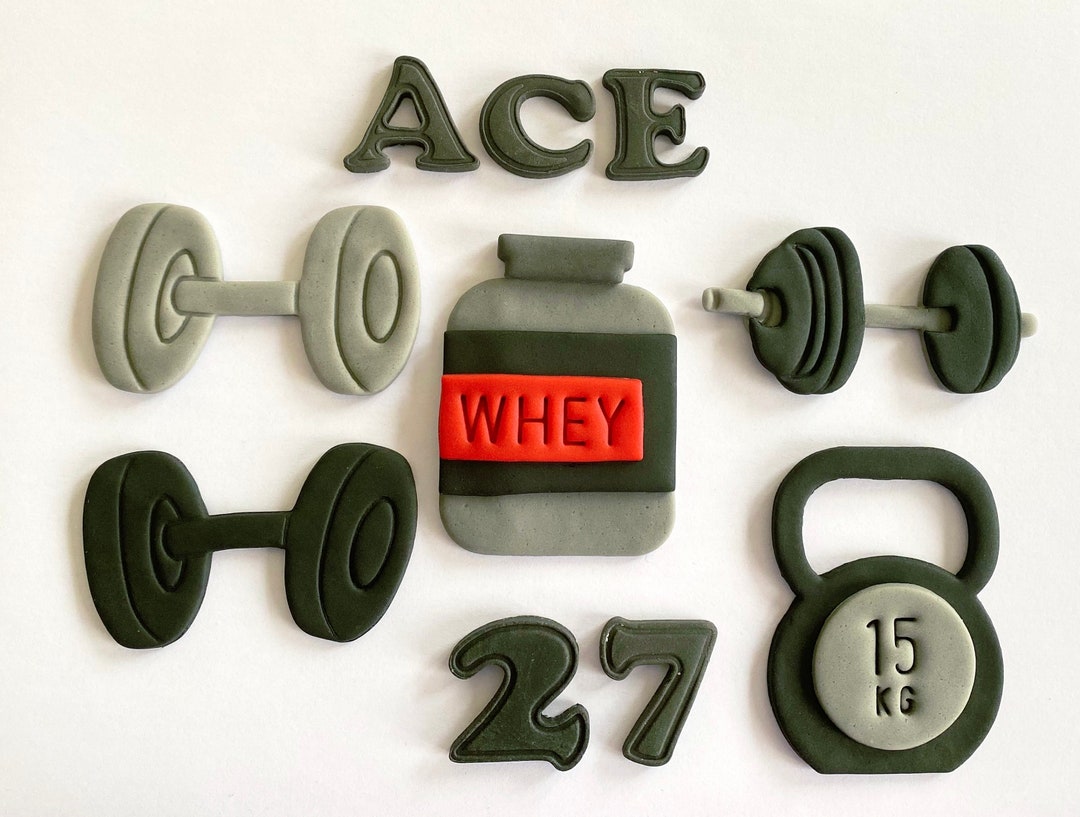Edible Fondant Gym Themed Cake Topper Fondant Sugar Paste Decorations ...