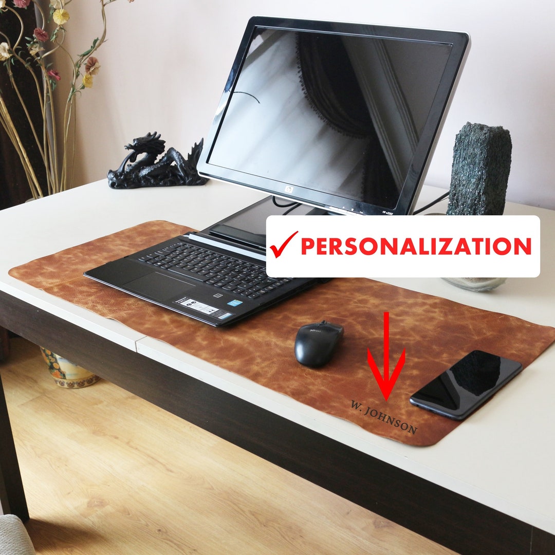 Mat for Laptop, Personalized Computer Mat, Custom Genuine Leather Desk ...