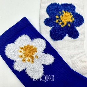 Mismatched Floral Socks, Blue and White Flower Ankle Socks - Etsy