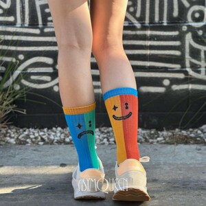 Mismatched Socks, Smiley Face Socks, Sad Face Socks, Fun Socks, Printed ...