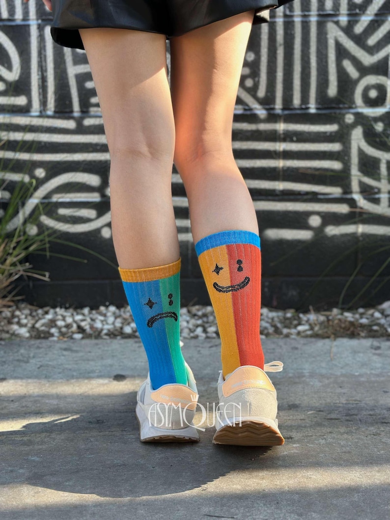 Mismatched Socks, Smiley Face Socks, Sad Face Socks, Fun Socks, Printed ...