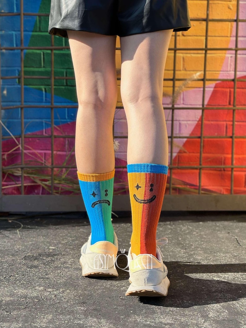 Mismatched Socks, Smiley Face Socks, Sad Face Socks, Fun Socks, Printed ...