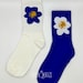 Mismatched Floral Socks, Blue and White Flower Ankle Socks - Etsy