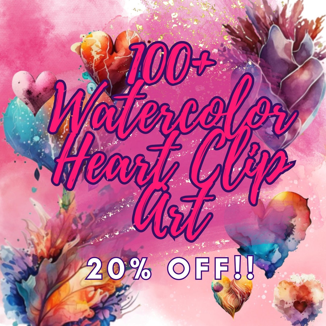 Charming 100 Watercolor Heart Clip Art Collection 100 - Etsy