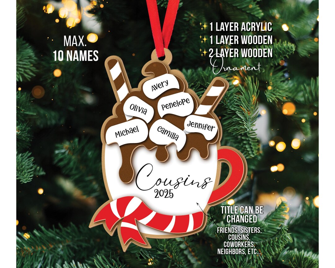 Personalized Cousins Christmas Ornament: Custom Wood or Acrylic ...