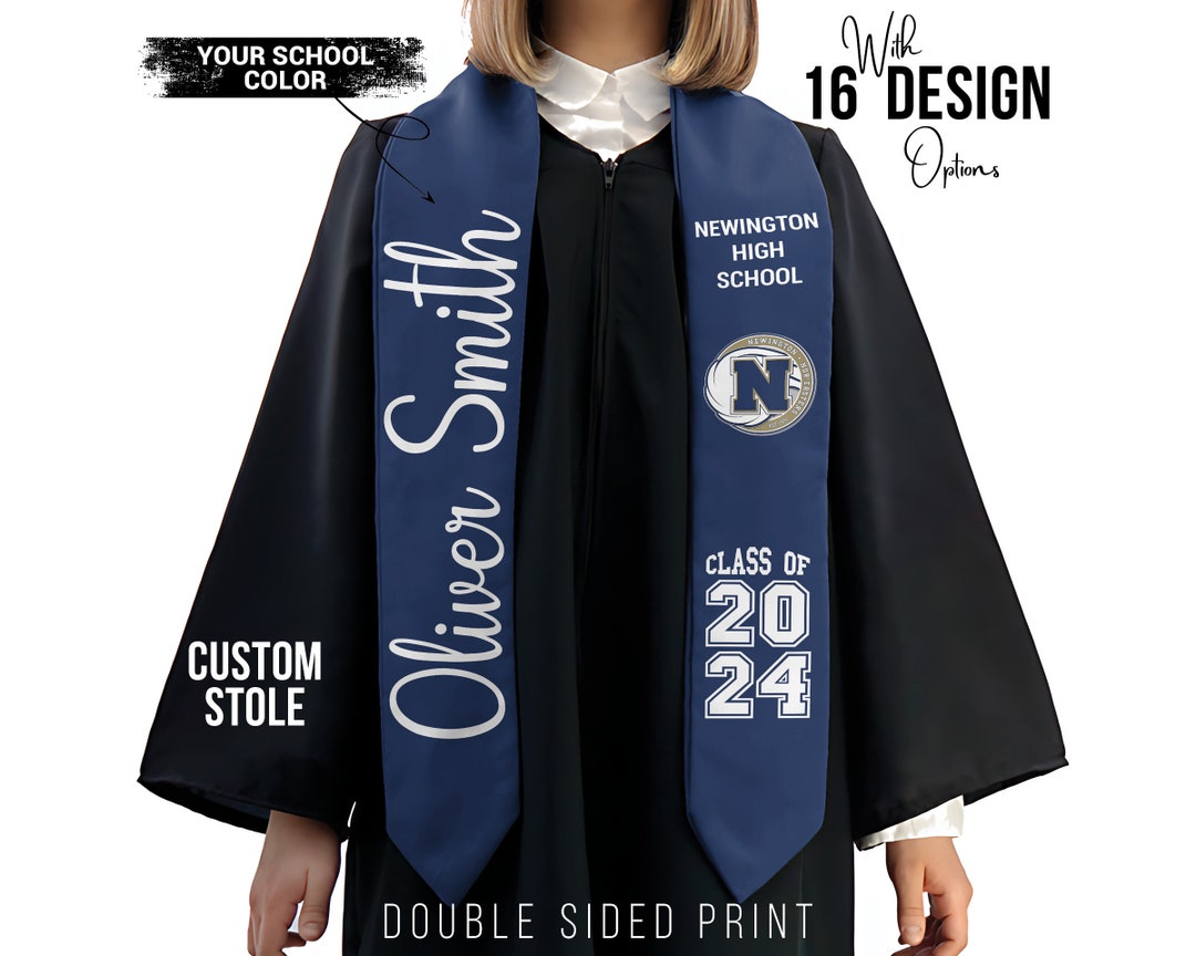 Custom Graduation Stole: Personalized School Colors, Double Sided Sash ...