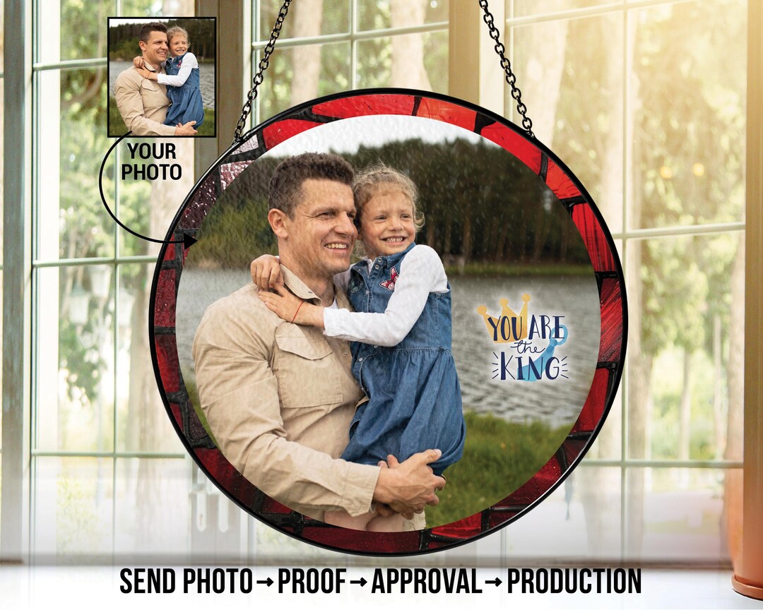 Photo Suncatcher for Dad, Custom Glass Window Gift for Father’s Day ...