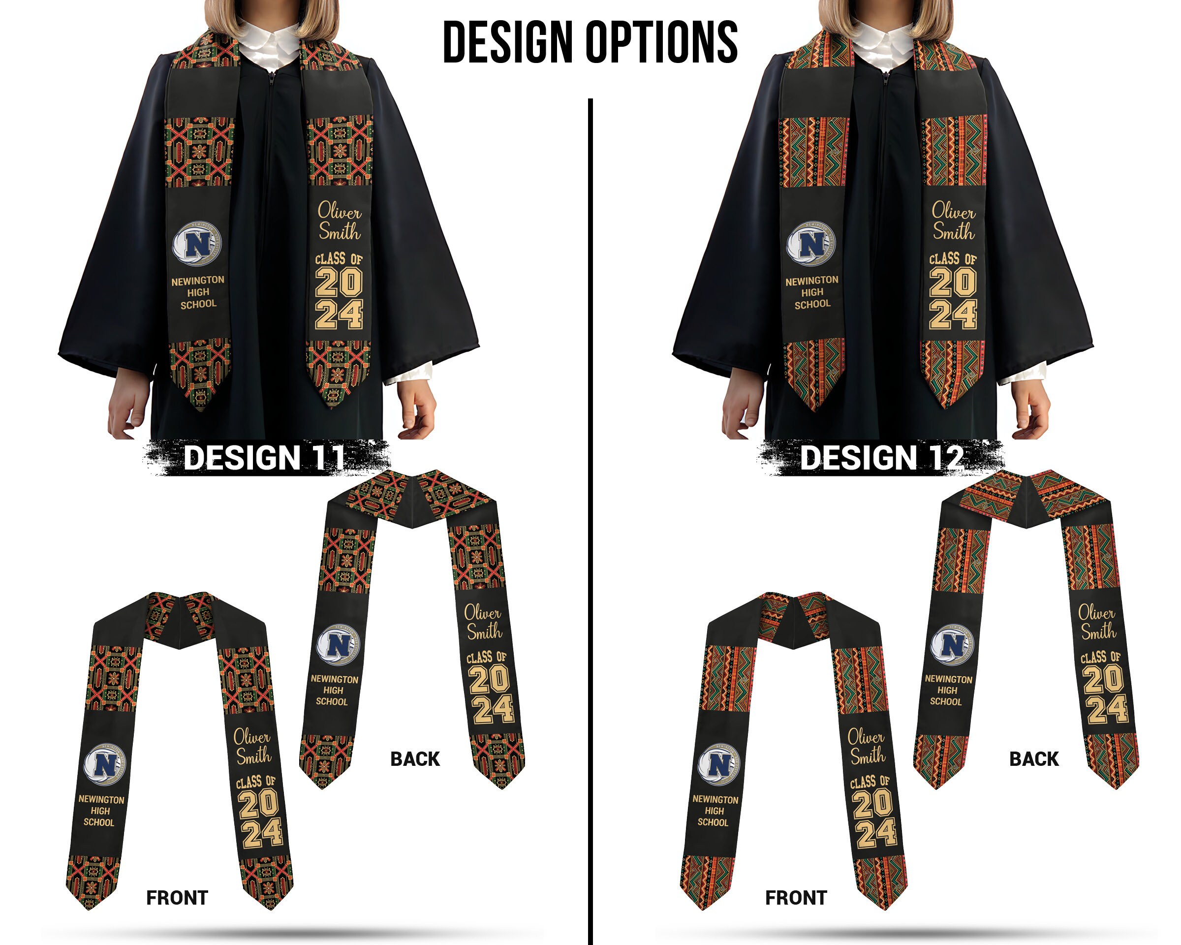 Personalized Graduation Stole: Custom College Sash, Text & Serape ...