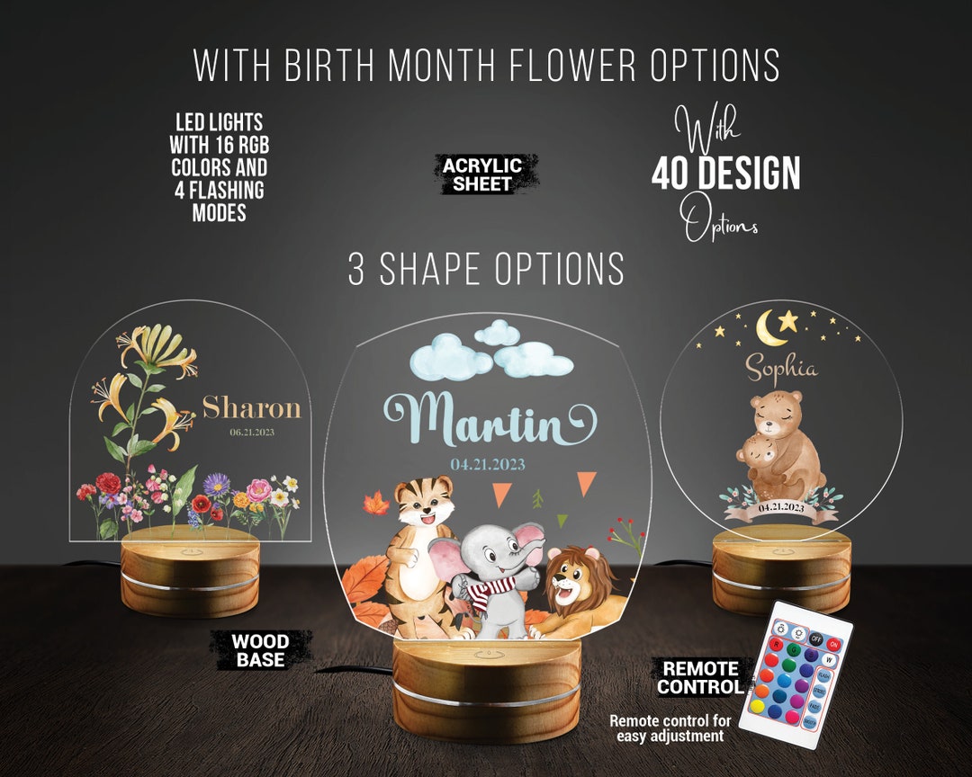 Custom Baby Night Light, Cute Night Light, Personalized Nursery Night ...