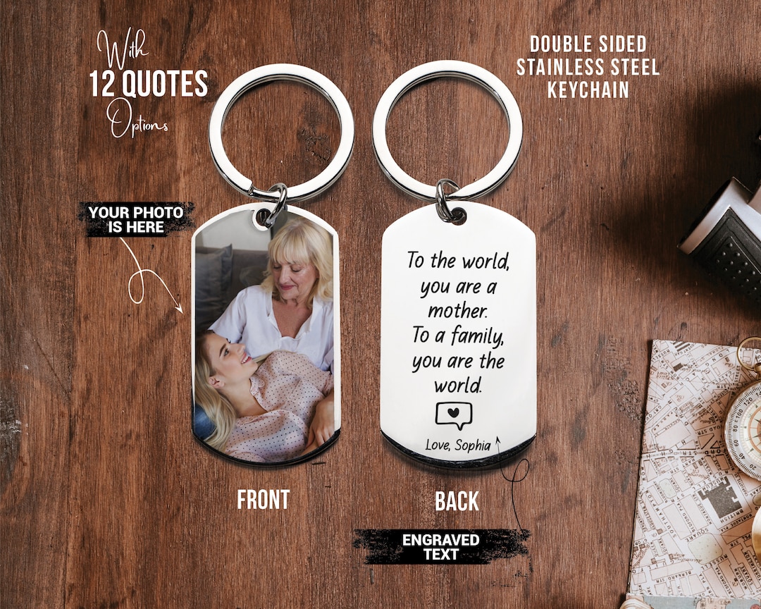 Personalized Mom Keychain, Mum Quote With Photo Keychain, Mom Birthday ...