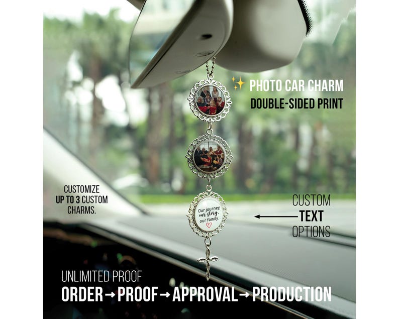 Personalized Photo Car Charm: Multi-photo Rearview Mirror Keepsake - Etsy