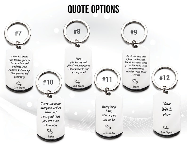 Personalized Photo Keychain for Mom: Engraved Stainless Steel Quote ...