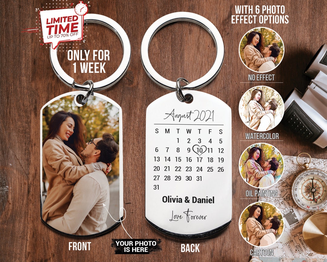 Married Keychain, Wedding Date Keychain, Calendar + Photo Keyring ...