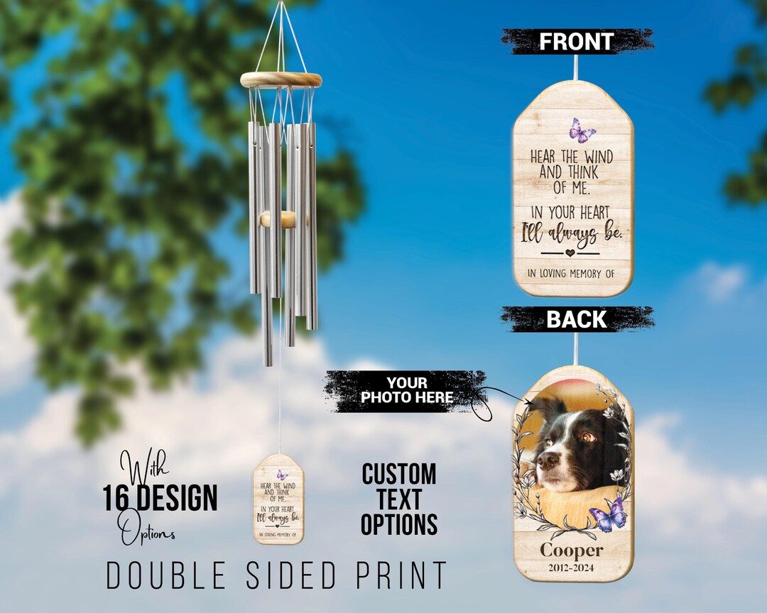 Personalized Pet Memorial Wind Chime: Photo & Name Tribute - Etsy