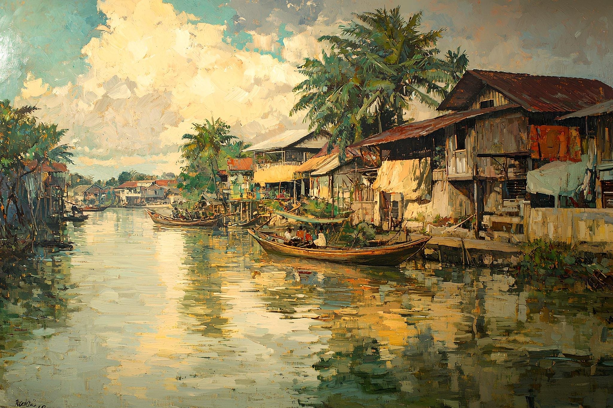 Filipino Landscape Art | Old Pasig River by Felix Resurrección Hidalgo ...