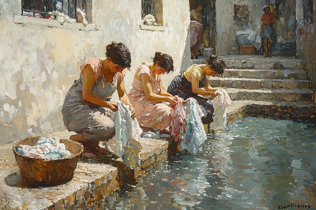 Filipino Modernist Wall Art | Laundry by the Canal Scene | Social ...