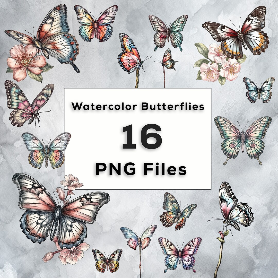Watercolor Butterfly Clipart| Pastel Butterfly PNG| Floral Clipart ...