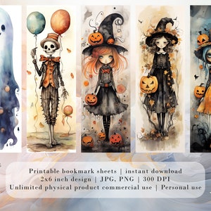 15 Cute Halloween Printable Bookmarks | Digital Download JPG Bookmark ...