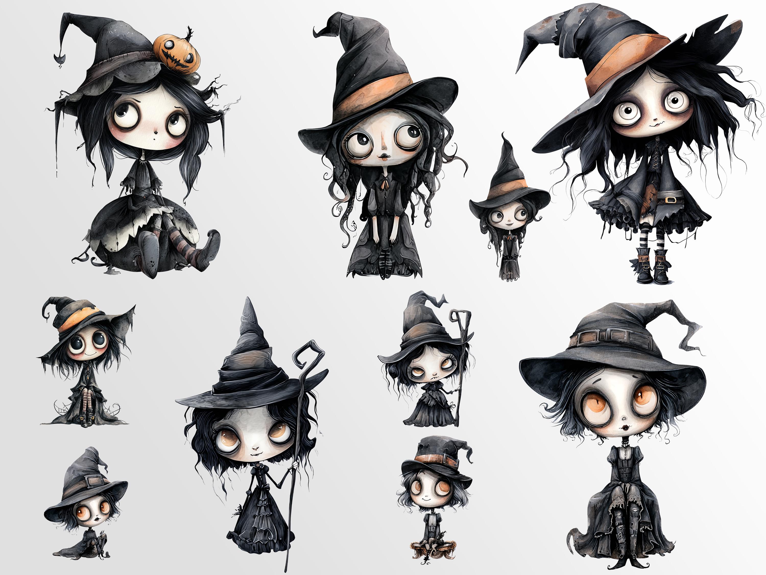 Cute Witches Clipart: Halloween Art for Crafts and Decor | PNG Bundle ...