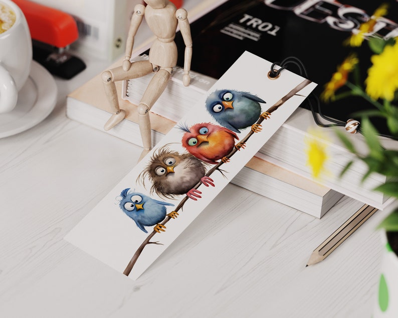 Funny Birds Printable Bookmarks | Digital Download JPG Bookmark Sheets ...