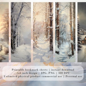 10 Winter Printable Bookmarks| Digital Download JPG Bookmark Set| PNG ...