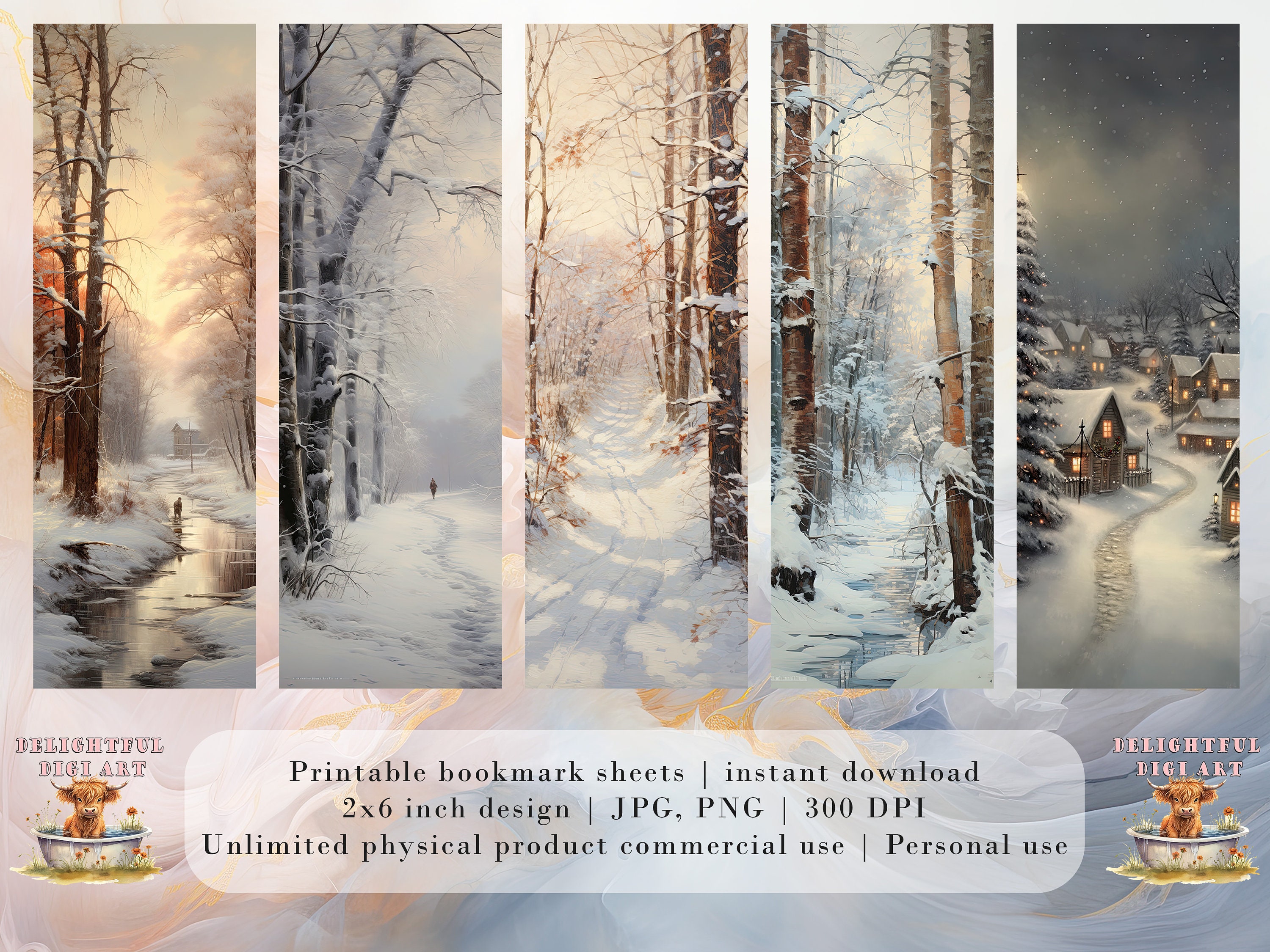 10 Winter Printable Bookmarks| Digital Download JPG Bookmark Set| PNG ...