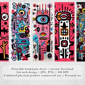 Psychedelic Printable Bookmarks: JPG DIY Bookmark Sheets| PNG Bookmark ...
