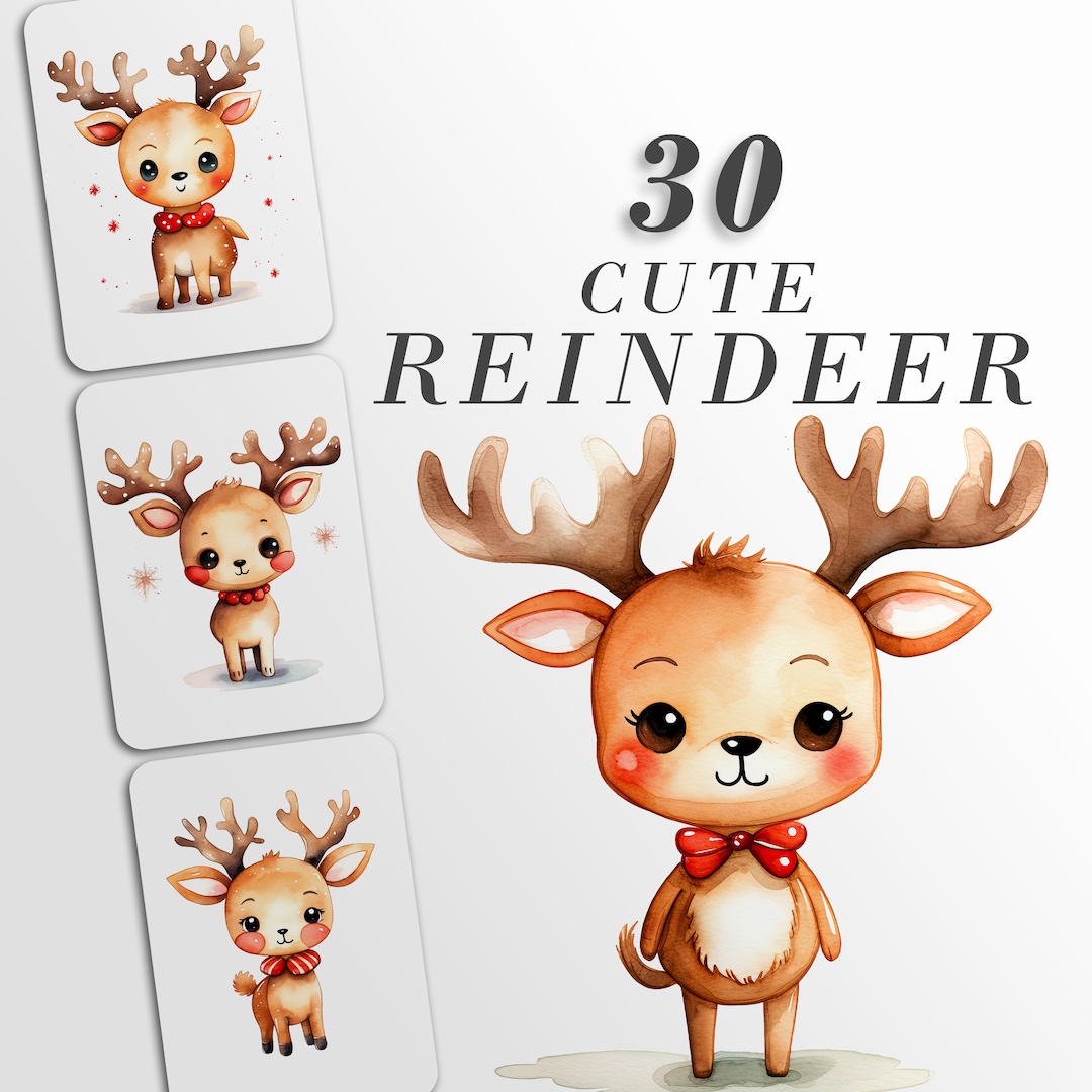 Cute Reindeer Clipart: Reindeer Art for Christmas Crafts and Decor ...
