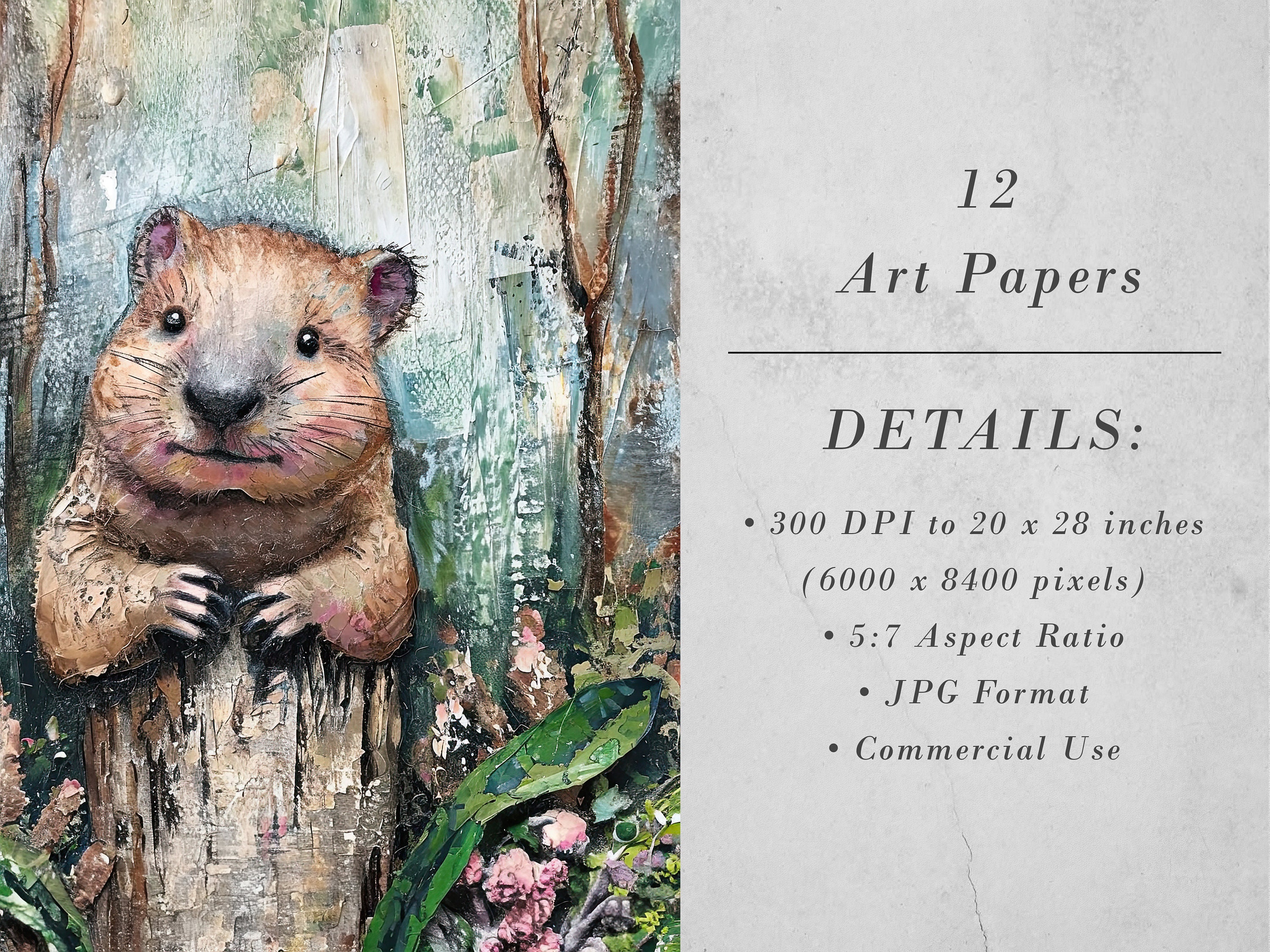 Mixed Media Wombats Printable Art Pages| Digital Download Paper Set ...