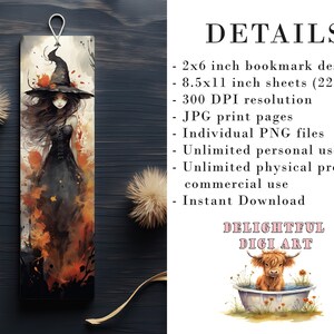10 Witch Printable Bookmarks | Digital Download JPG Bookmark Set| PNG ...
