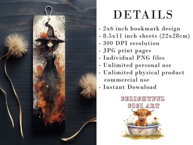10 Witch Printable Bookmarks | Digital Download JPG Bookmark Set| PNG ...