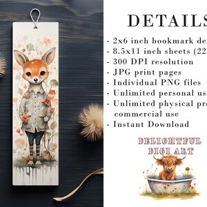 15 Cute Animal Printable Bookmarks | Digital Download JPG Bookmark Set ...