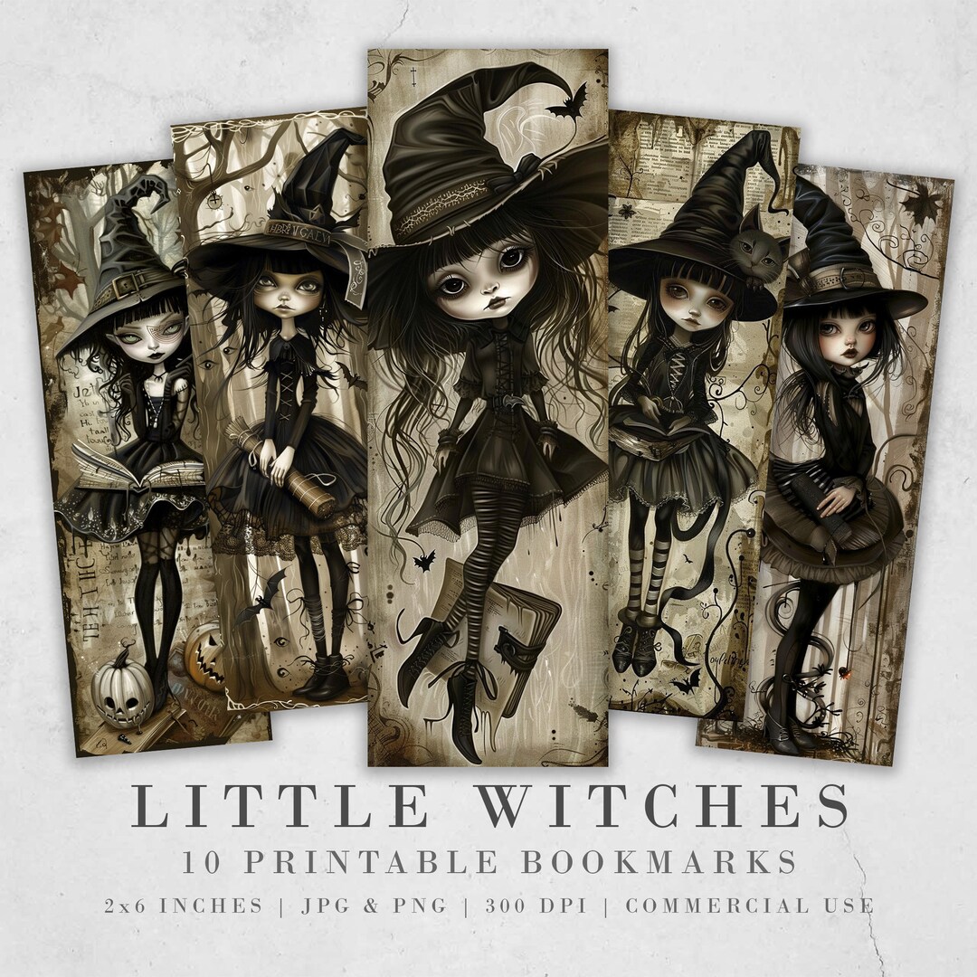 10 Little Witches Printable Bookmarks, Digital Download Halloween Set ...