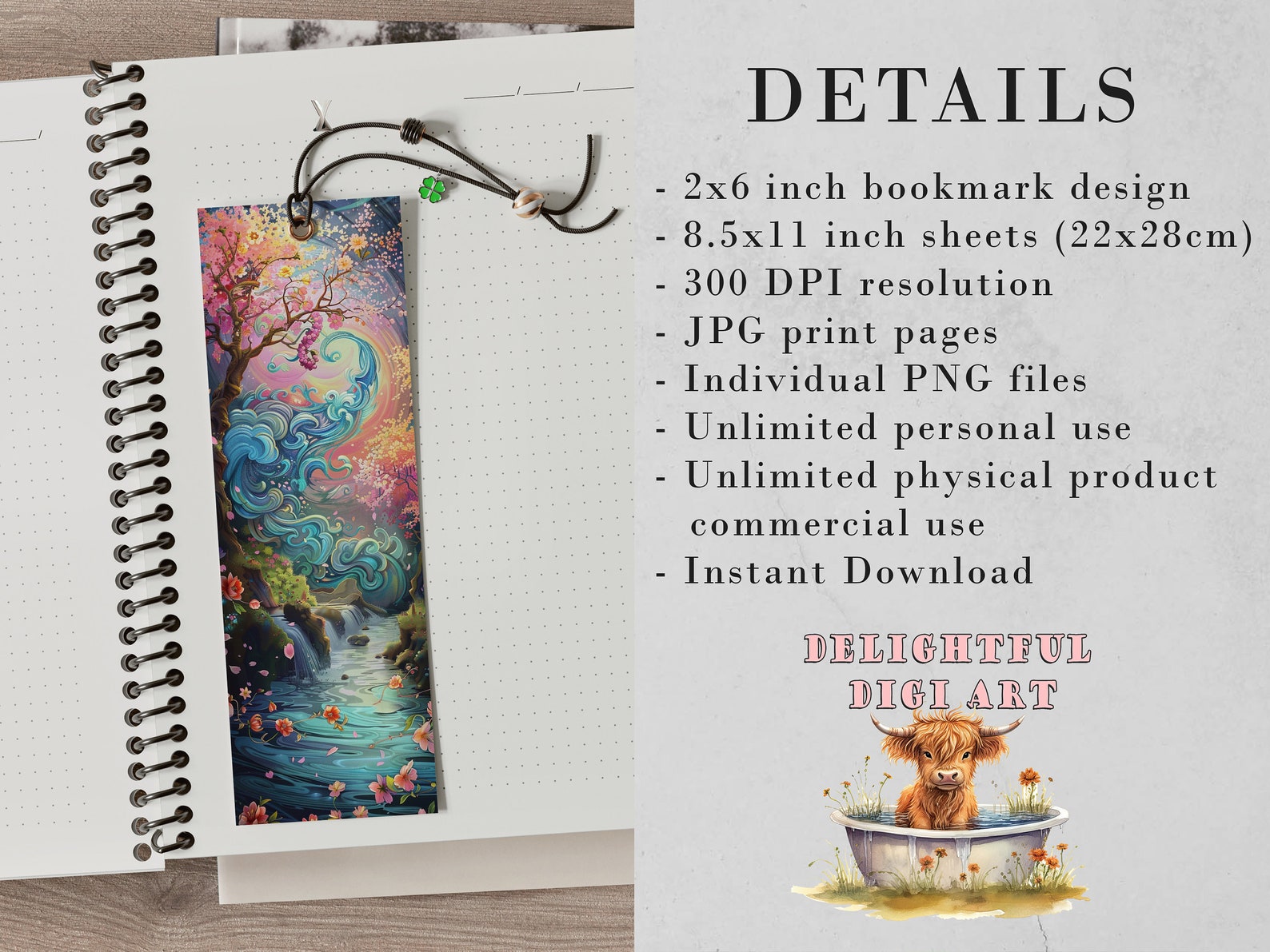 Surreal River Printable Bookmarks 15 Whimsical Landscape Graphics JPG ...