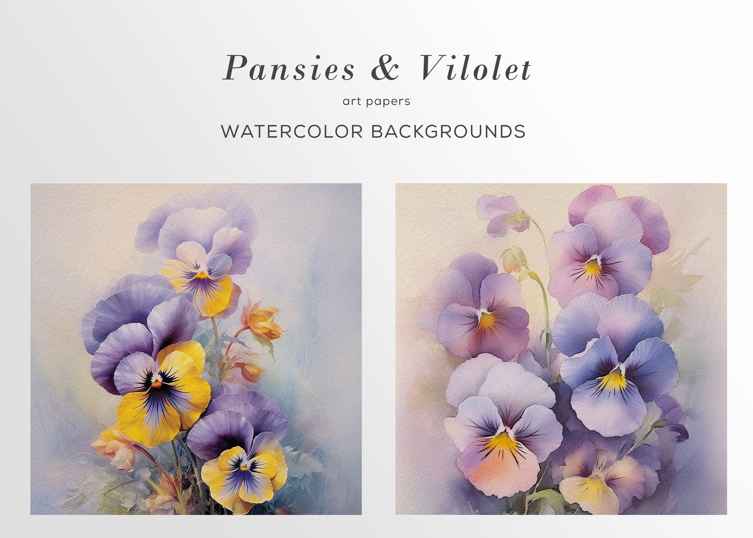 Floral Watercolor Clipart, Violet Flowers Clipart, Purple Watercolor ...