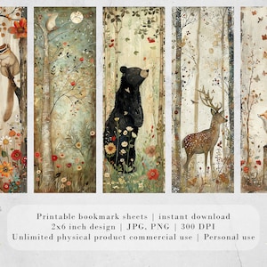 10 Woodland Animals Printable Bookmarks | Digital Download JPG Bookmark ...