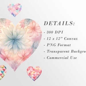 50+ Pastel Heart Clipart Files: Watercolor Hearts for Crafts and Decor ...