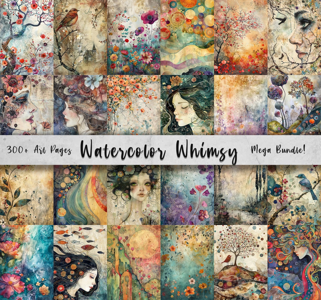 300+ Watercolor Whimsy Backgrounds, Digital Download Paper Set ...