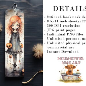 15 Cute Halloween Themed Printable Bookmarks | Digital Download JPG ...