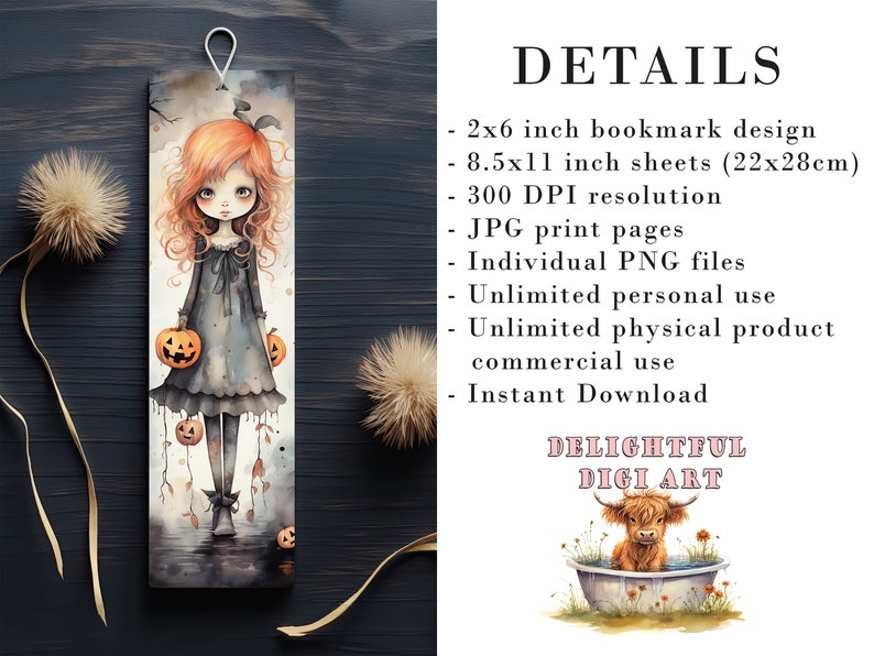 15 Cute Halloween Themed Printable Bookmarks | Digital Download JPG ...