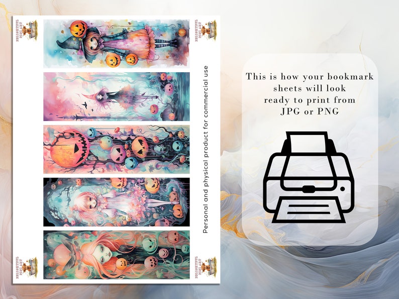 20 Cute Pastel Halloween Printable Bookmarks | Digital Download JPG ...