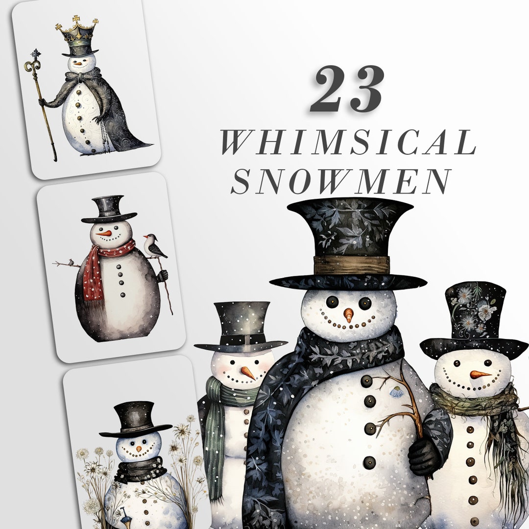 Whimsical Snowman Clipart: 23 High Quality Pngs for Christmas Crafts ...