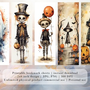 15 Cute Halloween Themed Printable Bookmarks | Digital Download JPG ...
