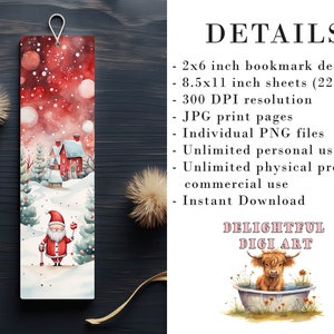 10 Cute Christmas Printable Bookmarks | Digital Download JPG Bookmark ...