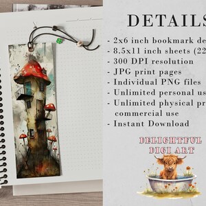 Whimsical Houses Printable Bookmarks| Mixed Media Bookmark Sheets| PNG ...