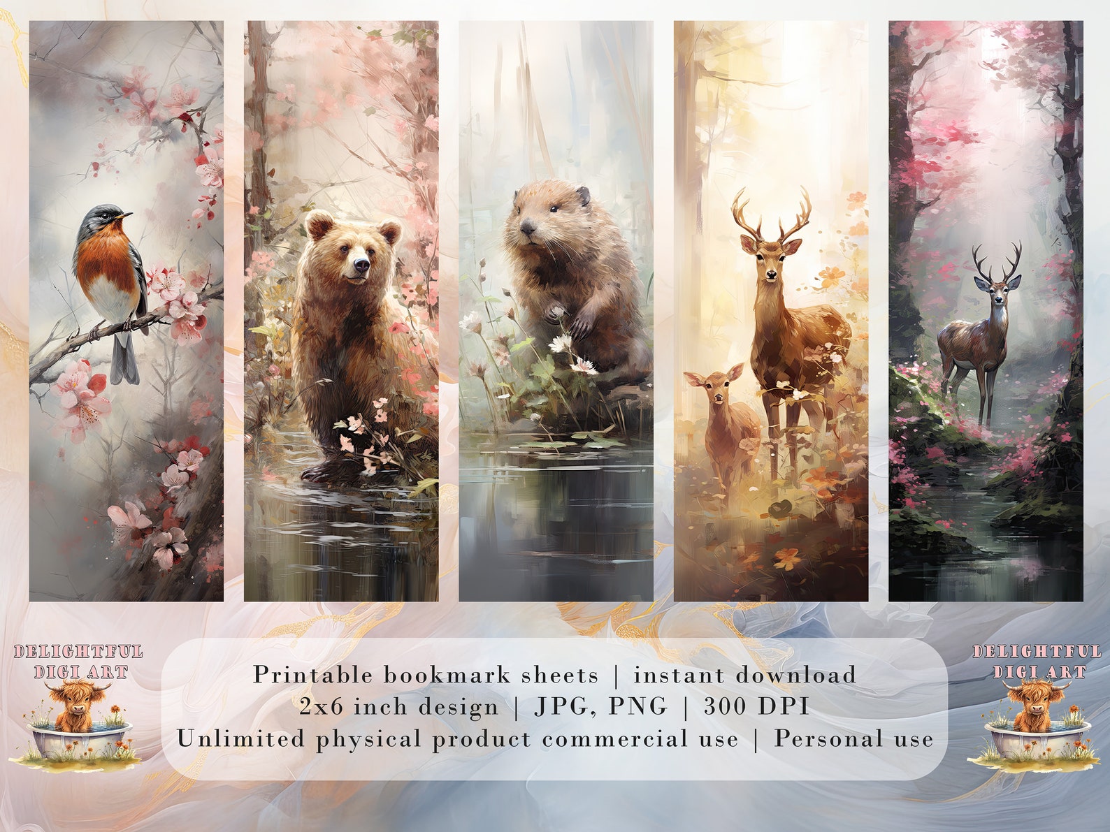 10 Spring Animals Printable Bookmarks | Digital Download JPG Bookmark ...