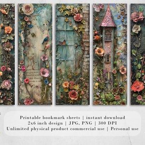 Vintage Whimsy Printable Bookmarks | Digital Download JPG Bookmark Set ...