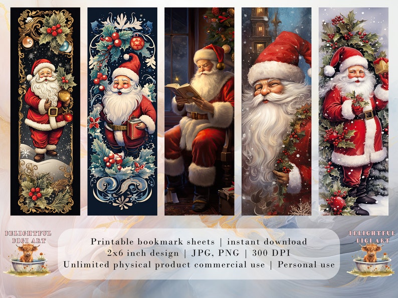 20 Retro Christmas Printable Bookmarks | Digital Download JPG Bookmark ...