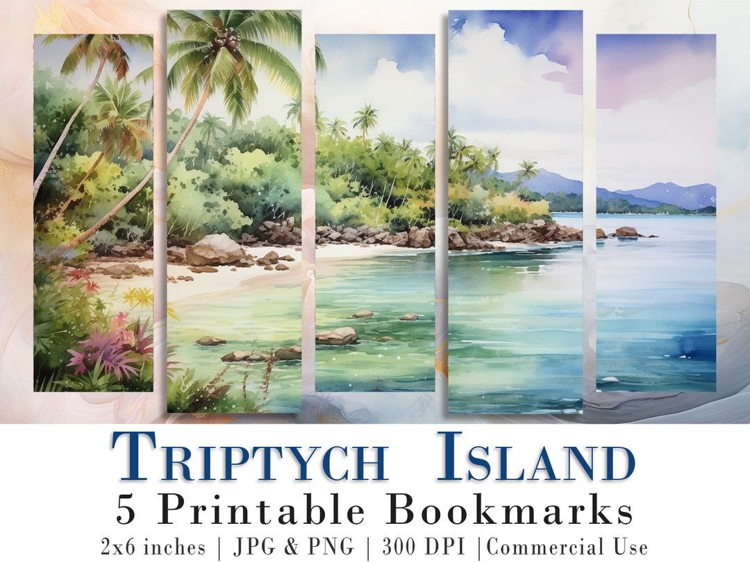 Triptych Island Printable Bookmarks Digital Download JPG - Etsy